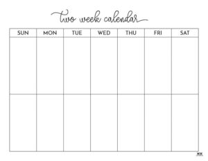 2 Week Calendars - 151 FREE Calendars | Printabulls