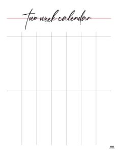 2 Week Calendars - 151 FREE Calendars | Printabulls