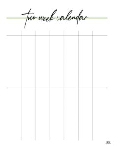 2 Week Calendars - 151 FREE Calendars | Printabulls