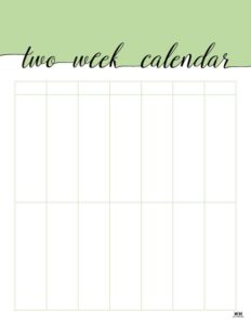 2 Week Calendars - 151 FREE Calendars | Printabulls