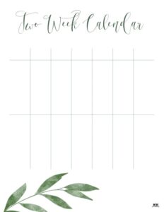 2 Week Calendars - 151 FREE Calendars | Printabulls