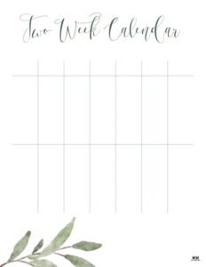 2 Week Calendars - 151 FREE Calendars | Printabulls