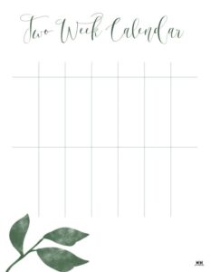 2 Week Calendars - 151 FREE Calendars | Printabulls