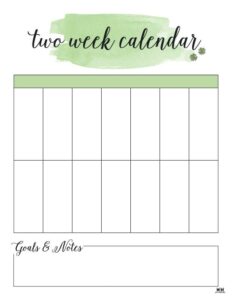 2 Week Calendars - 151 FREE Calendars | Printabulls