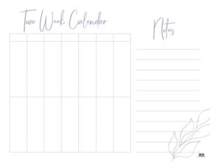 2 Week Calendars - 151 FREE Calendars | Printabulls
