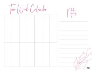2 Week Calendars - 151 FREE Calendars | Printabulls