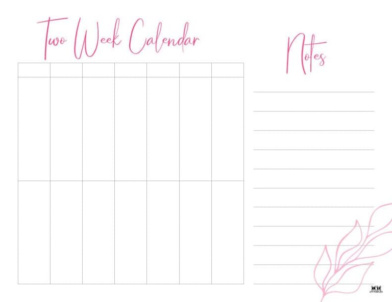 2 Week Calendars - 151 FREE Calendars | Printabulls