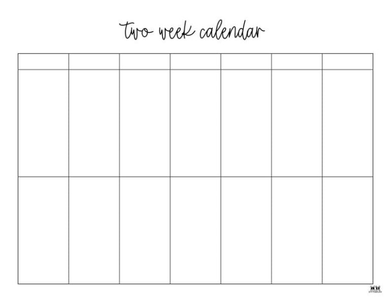 2 Week Calendars - 151 FREE Calendars | Printabulls