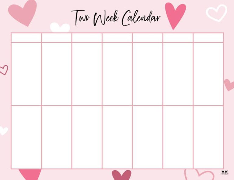 2 Week Calendars - 151 FREE Calendars | Printabulls