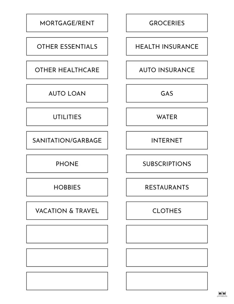 Cash Envelope Budget System Sets - 7 Sets | Printabulls