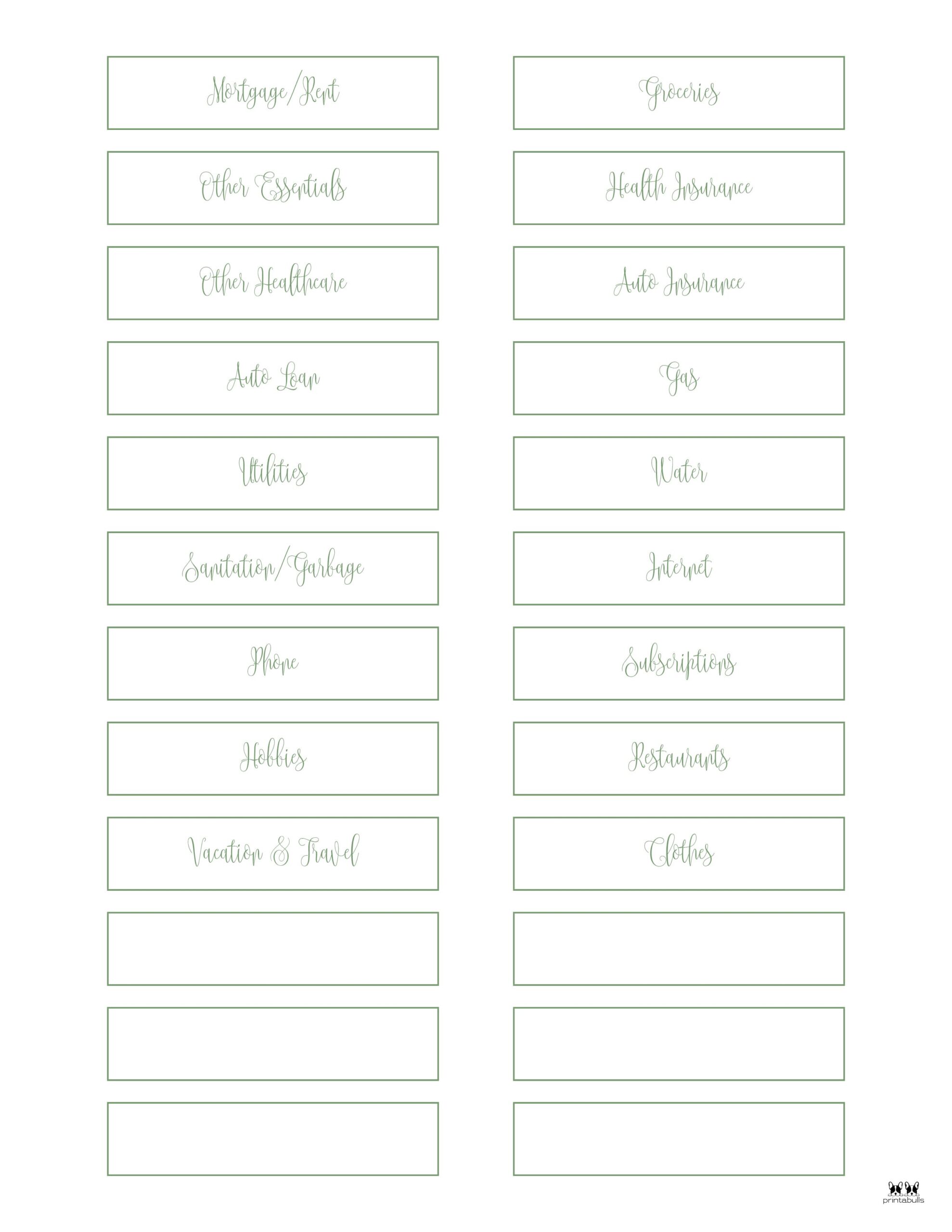 Cash Envelope Budget System Sets - 7 Sets | Printabulls