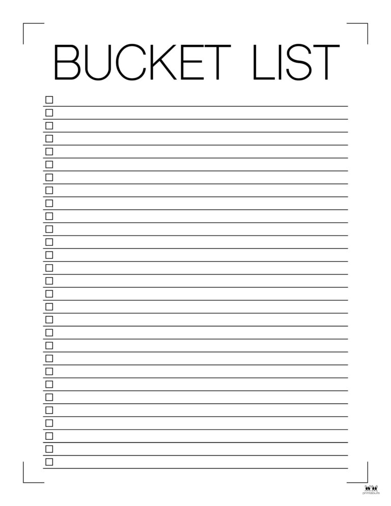 Bucket List Templates - 25 FREE Printables | Printabulls