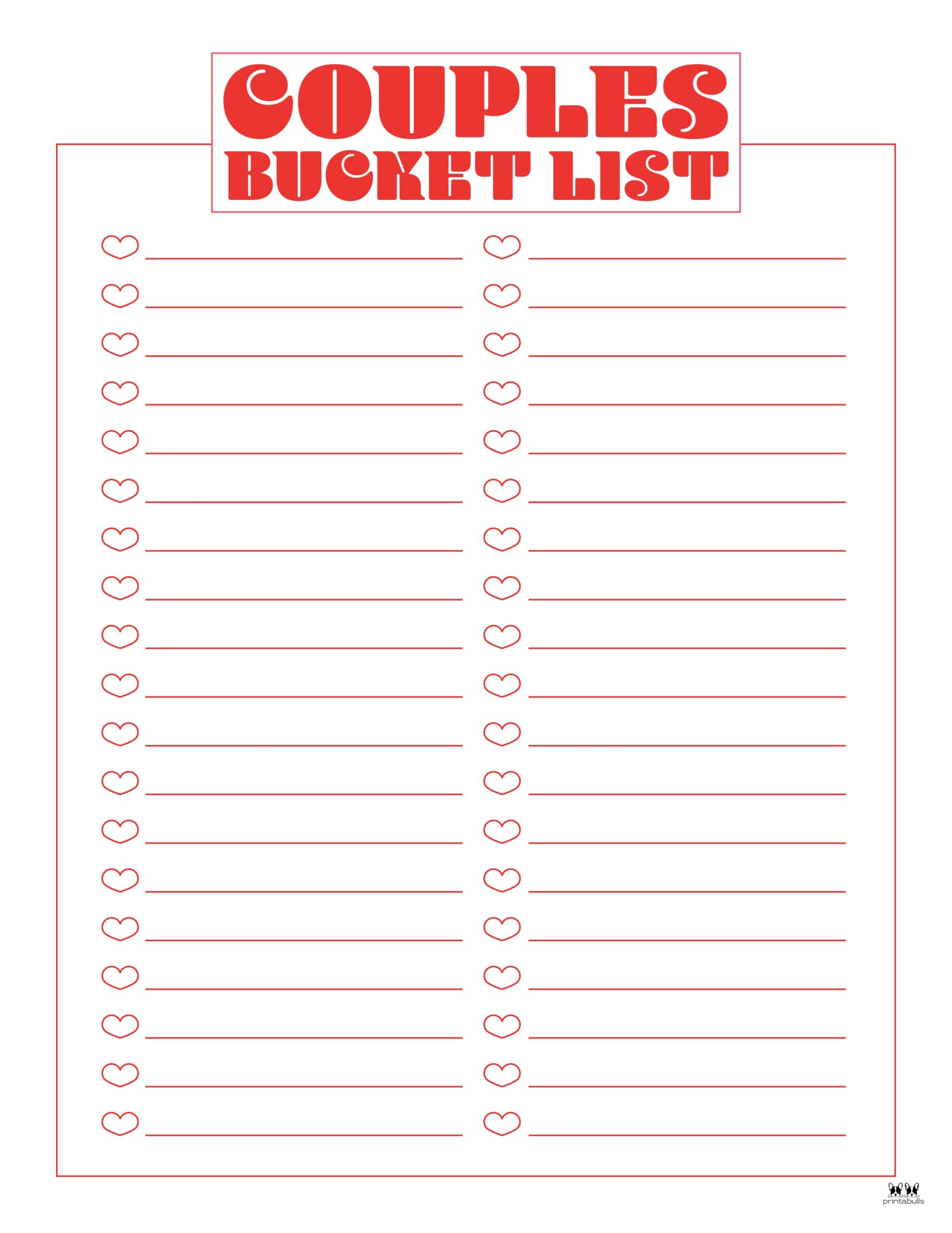 Bucket List Templates - 25 FREE Printables - PrintaBulk