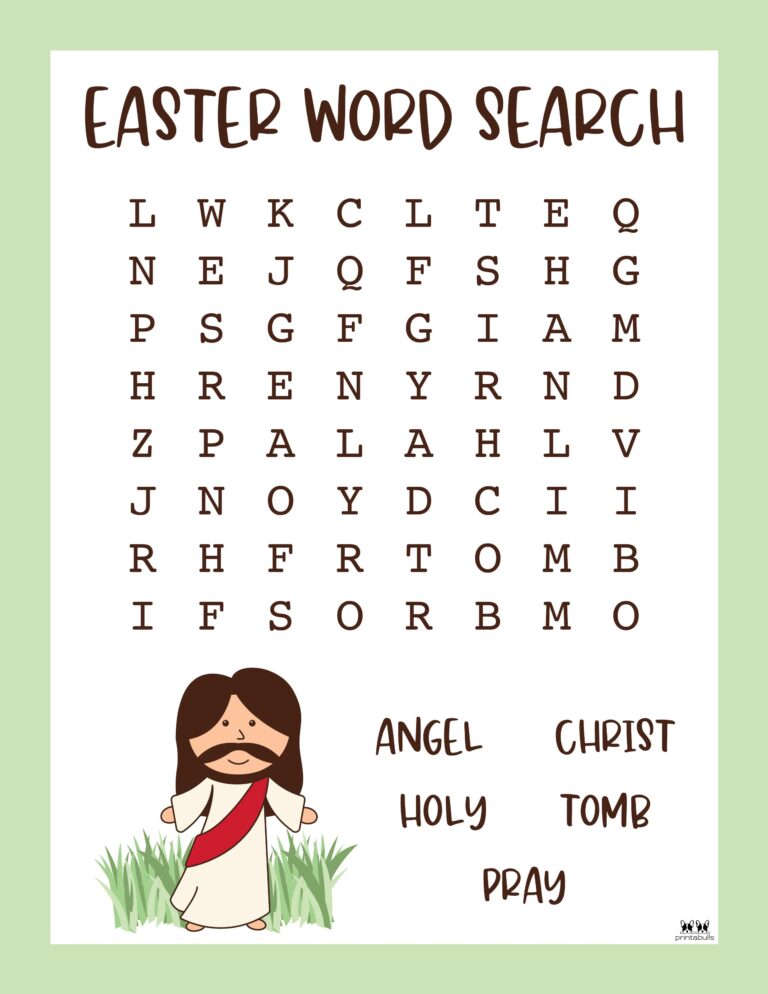 Easter Word Searches - 20 Pages | Printabulls