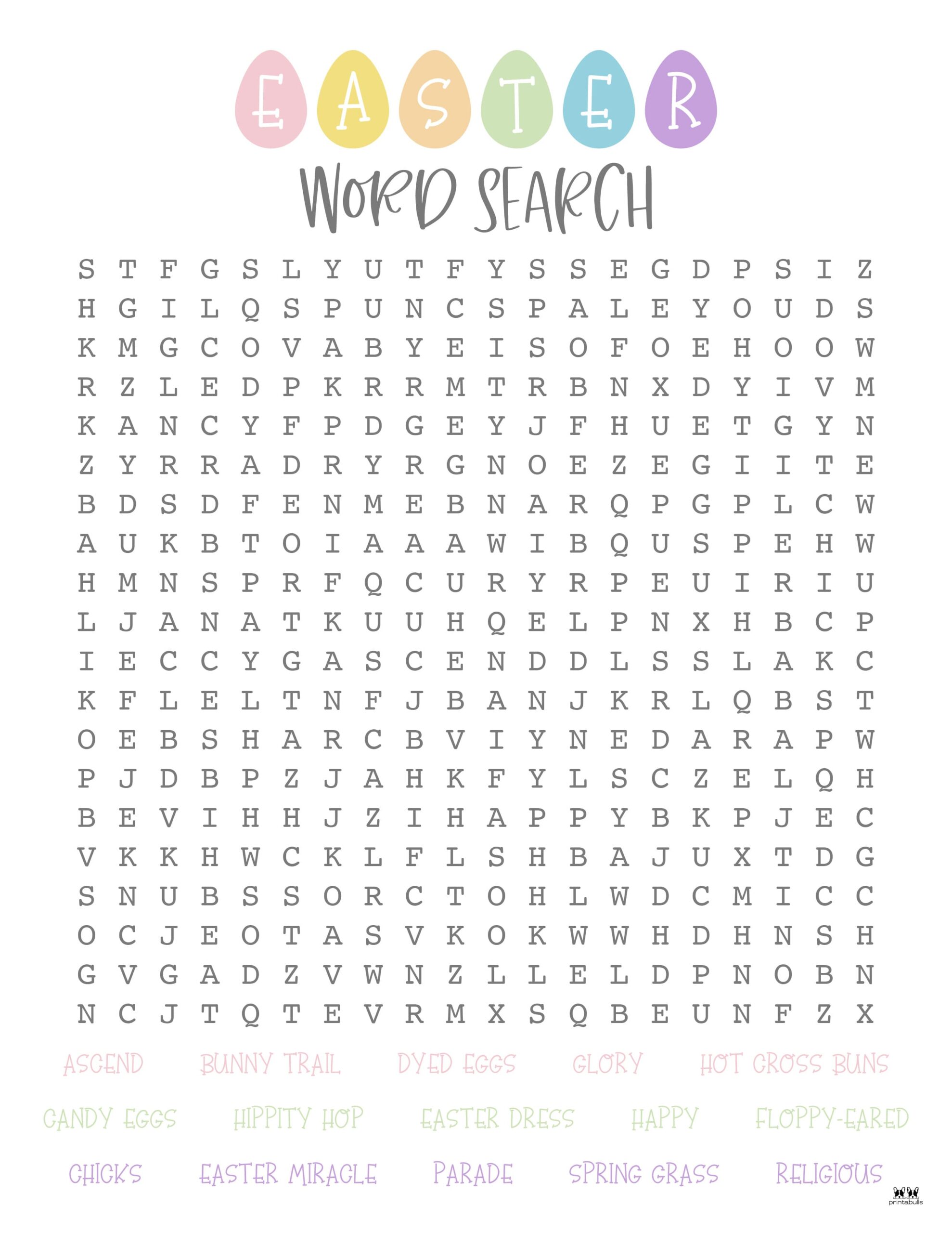Easter Word Searches - 20 Pages | Printabulls