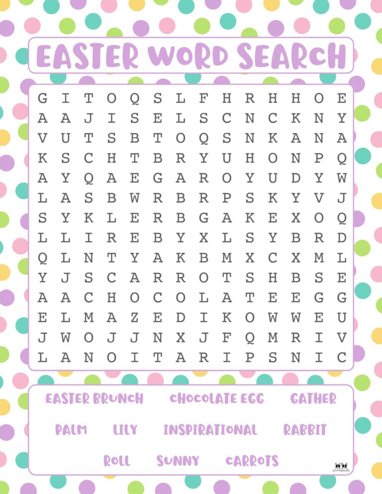 Easter Word Searches - 20 Pages | Printabulls