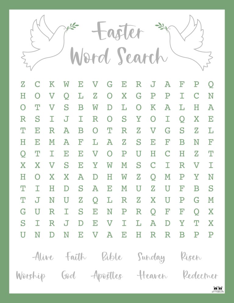 Easter Word Searches - 20 Pages | Printabulls