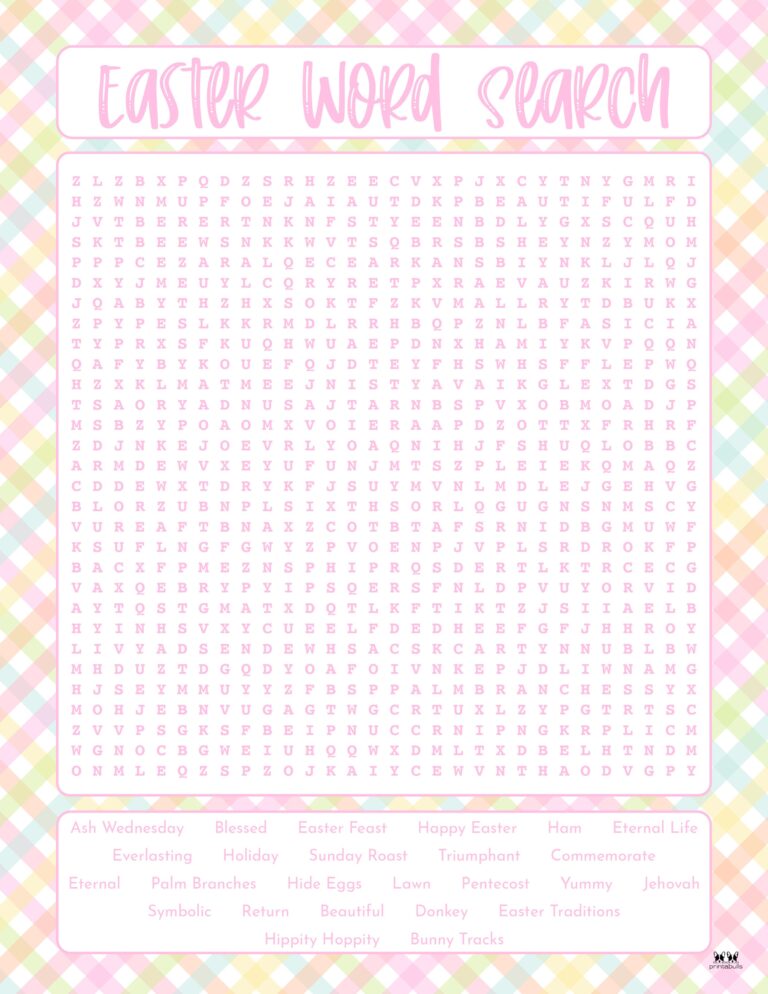 Easter Word Searches - 20 Pages | Printabulls