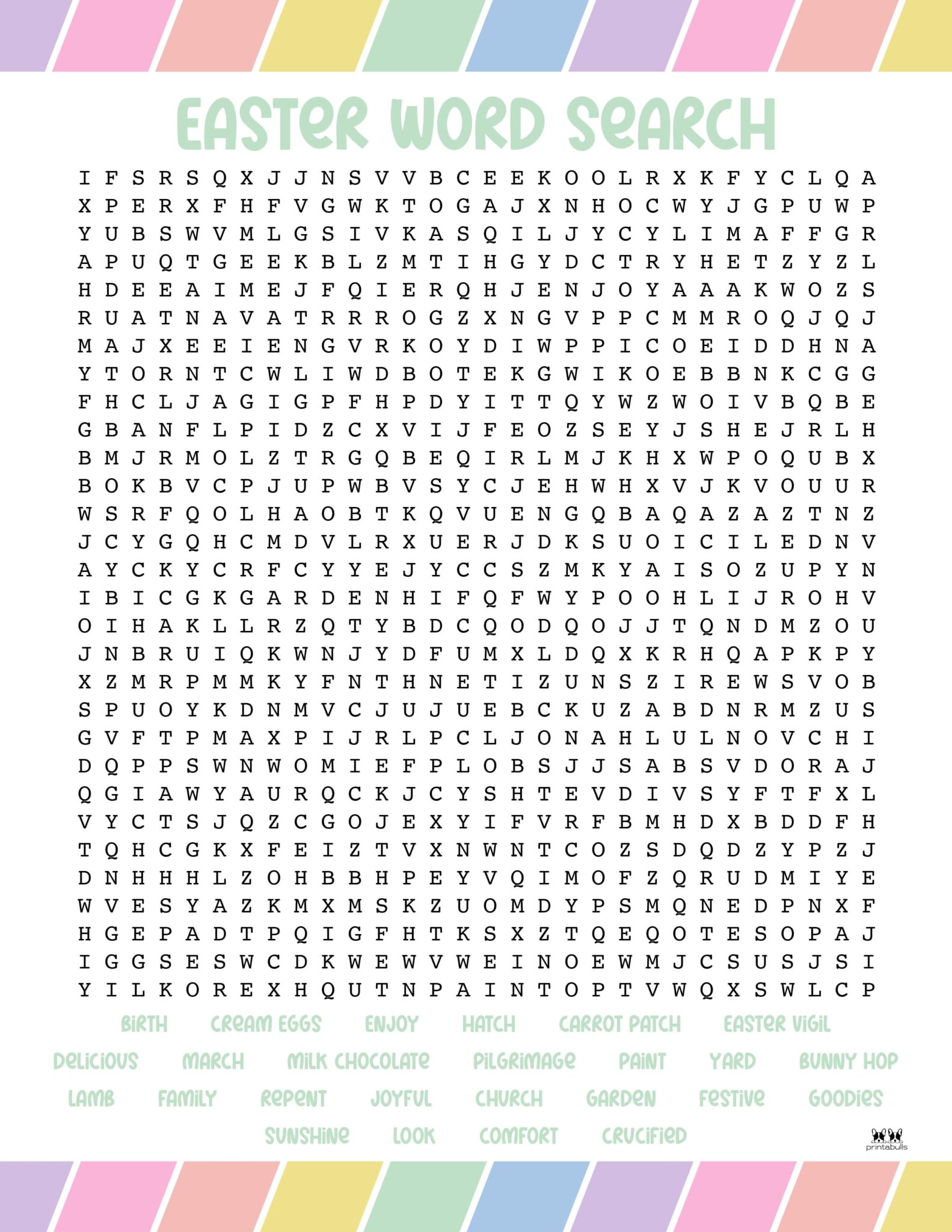 Easter Word Searches - 20 Pages | Printabulls