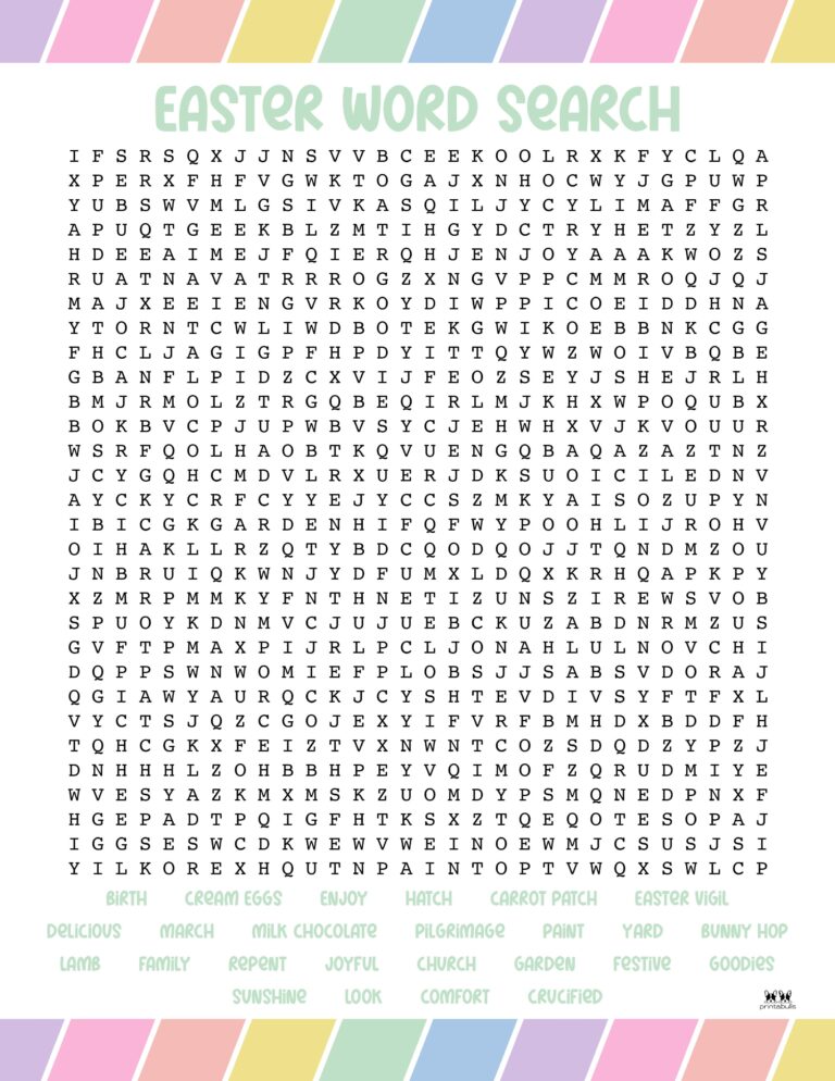 Easter Word Searches - 20 Pages | Printabulls