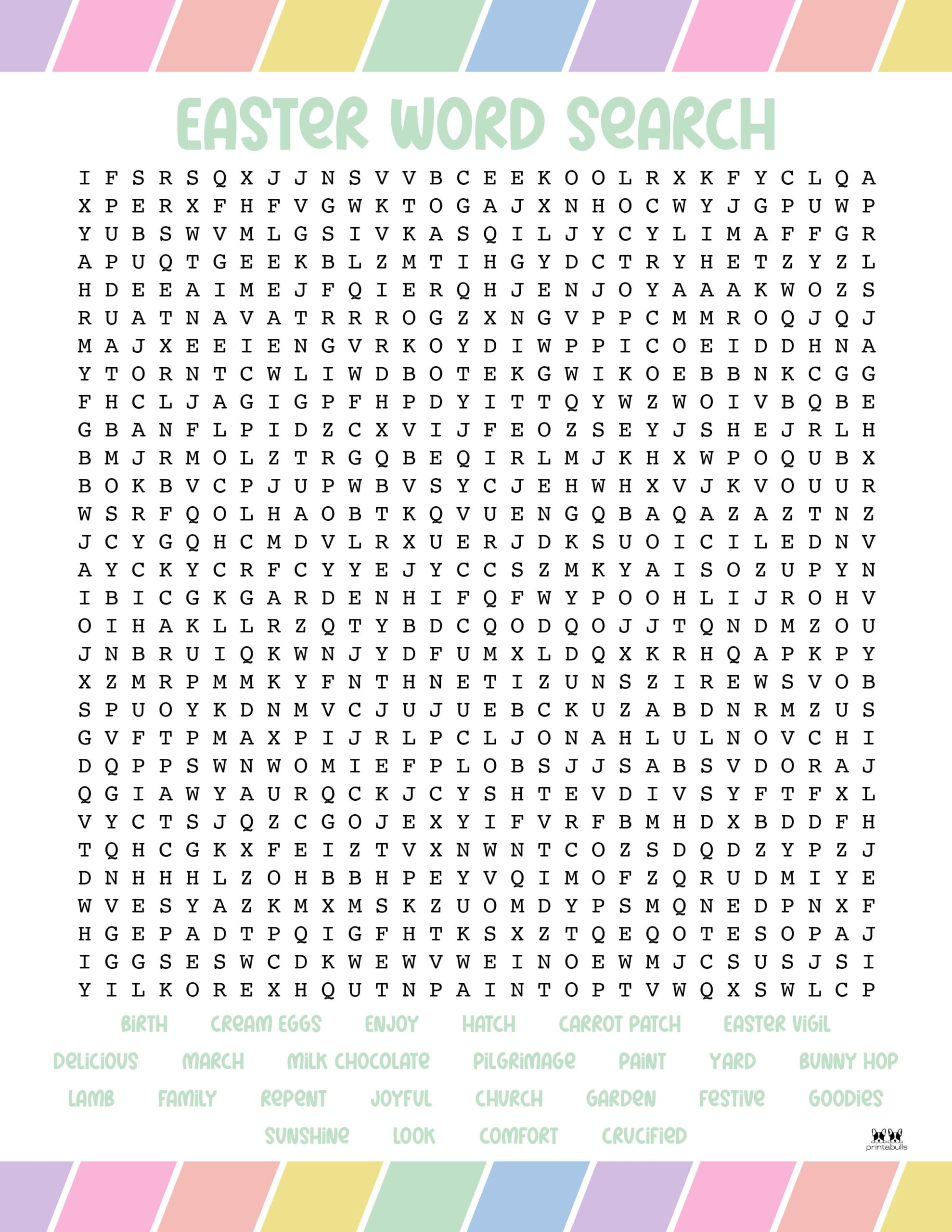 Easter Word Searches - 20 Pages | Printabulls