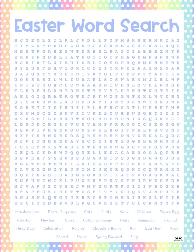 Easter Word Searches - 20 Pages | Printabulls