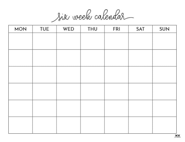 6 Week Calendars - 25 FREE Calendars | Printabulls