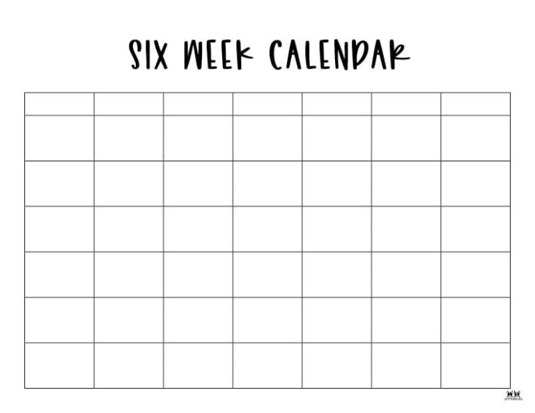 6 Week Calendars - 25 FREE Calendars | Printabulls