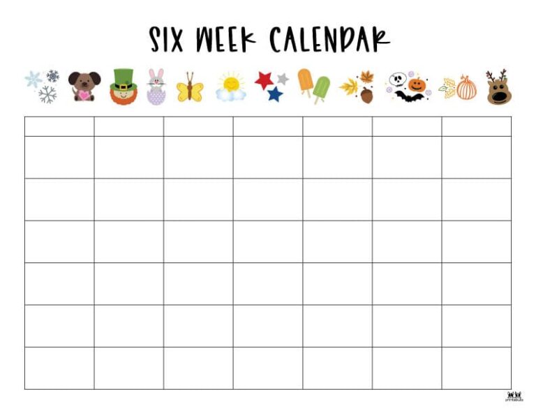 6 Week Calendars - 25 FREE Calendars - PrintaBulk