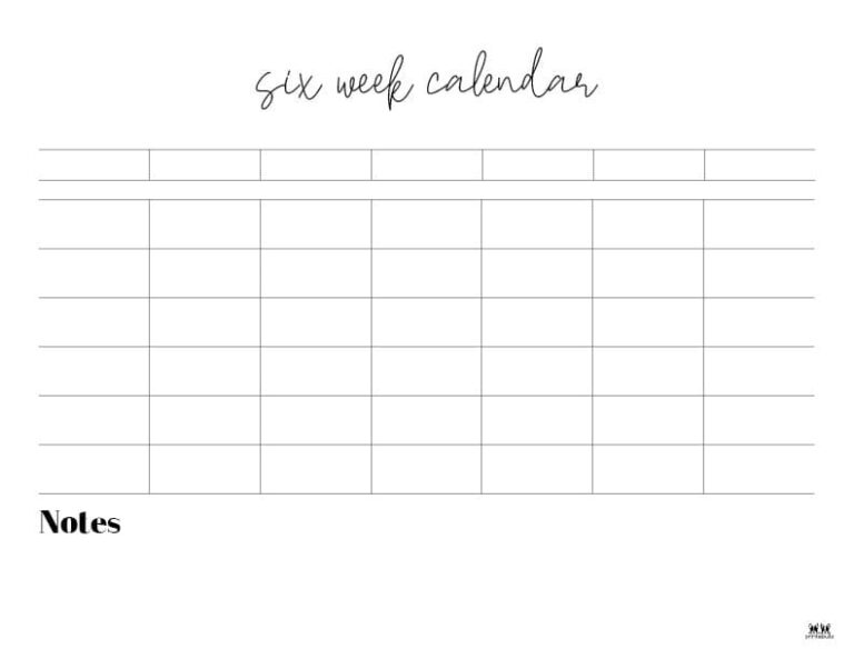 6 Week Calendars - 25 FREE Calendars - PrintaBulk