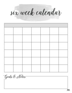 6 Week Calendars - 25 FREE Calendars - PrintaBulk
