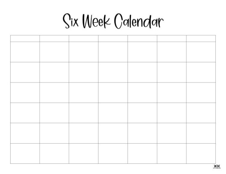 6 Week Calendars - 25 FREE Calendars | Printabulls