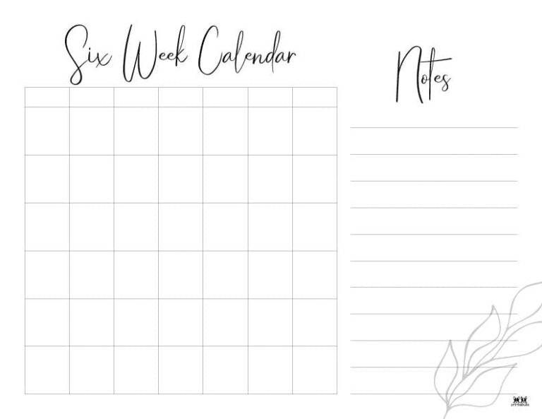 6 Week Calendars - 25 FREE Calendars | Printabulls