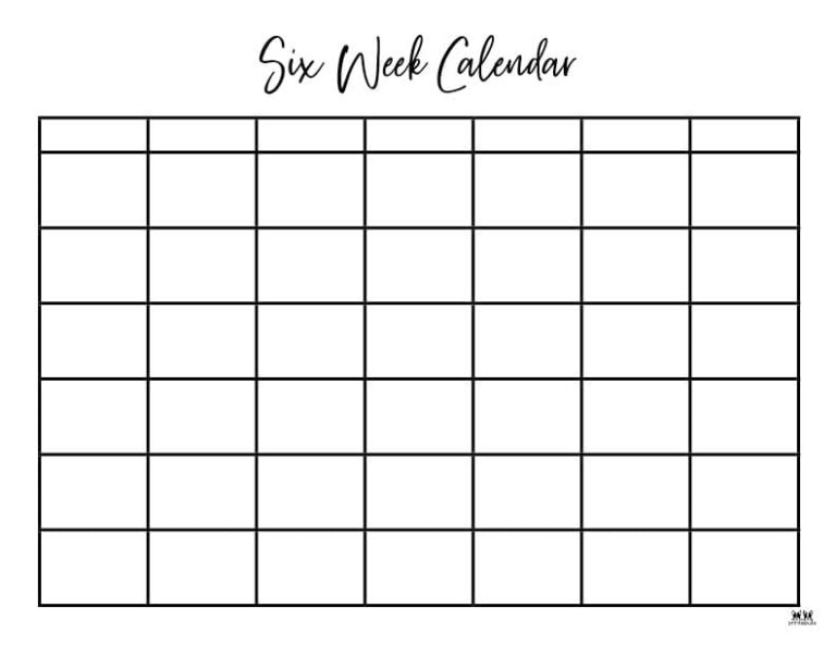 6 Week Calendars - 25 FREE Calendars - PrintaBulk