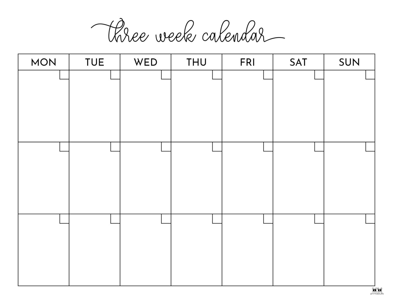 3 Week Calendars - 151 FREE Calendars | Printabulls