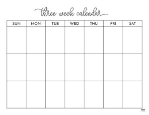 3 Week Calendars - 151 FREE Calendars | Printabulls
