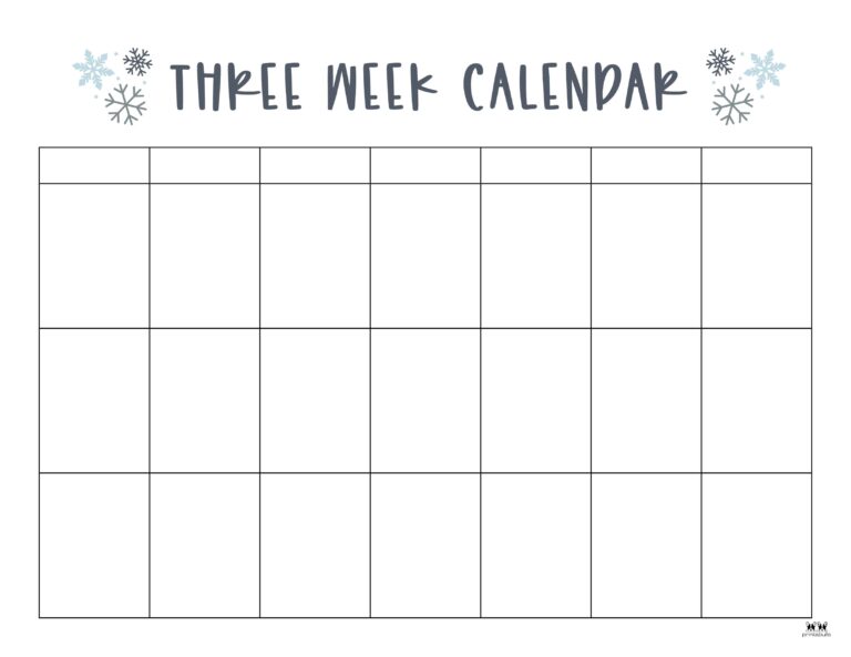 3 Week Calendars - 151 FREE Calendars | Printabulls