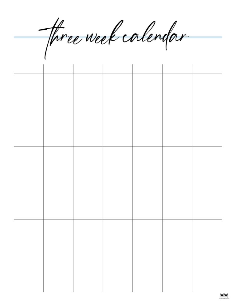 3 Week Calendars - 151 FREE Calendars | Printabulls