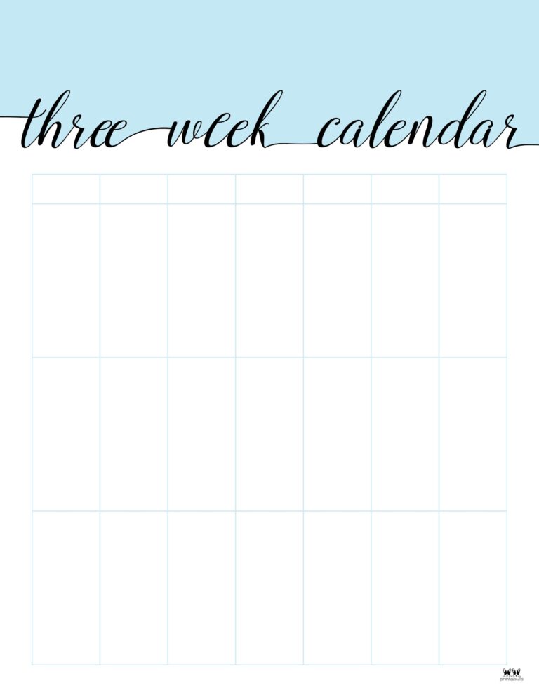 3 Week Calendars - 151 FREE Calendars | Printabulls