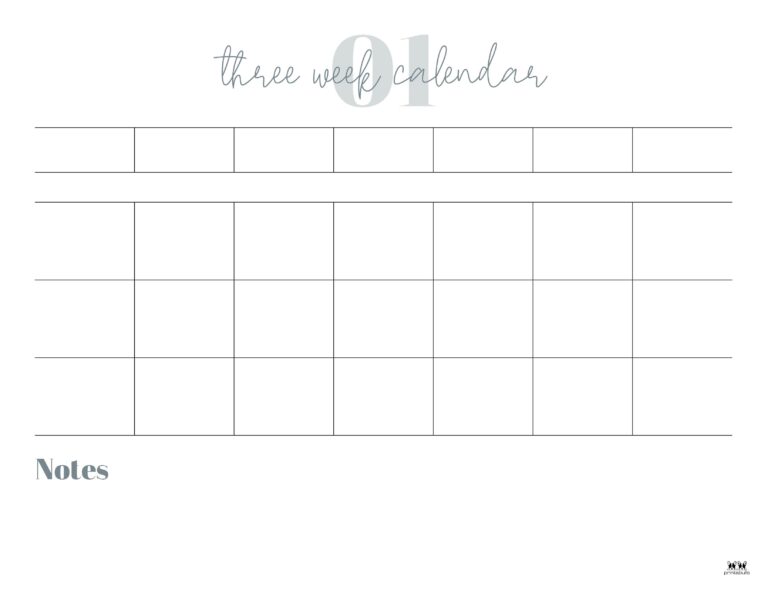 3 Week Calendars - 151 FREE Calendars | Printabulls
