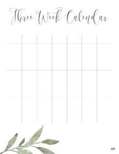 3 Week Calendars - 151 FREE Calendars | Printabulls