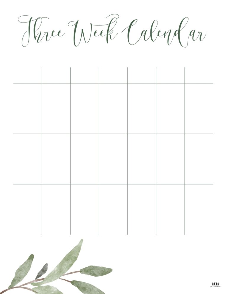 3 Week Calendars - 151 FREE Calendars | Printabulls