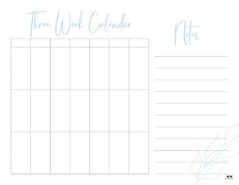 3 Week Calendars - 151 FREE Calendars | Printabulls