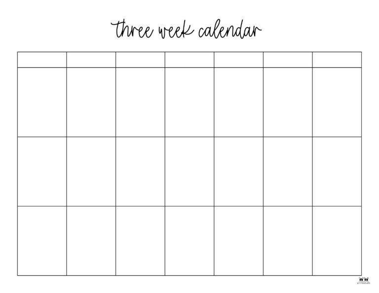 3 Week Calendars - 151 FREE Calendars | Printabulls