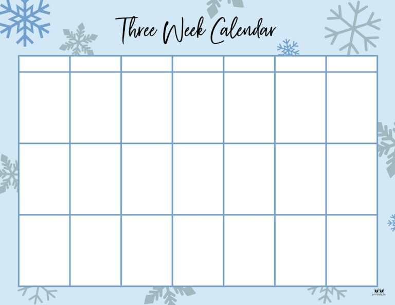 3 Week Calendars - 151 FREE Calendars | Printabulls