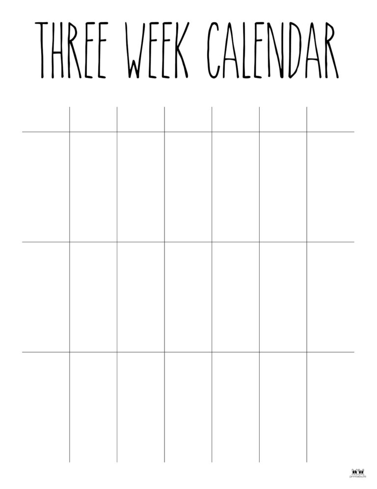 3 Week Calendars - 151 FREE Calendars - PrintaBulk