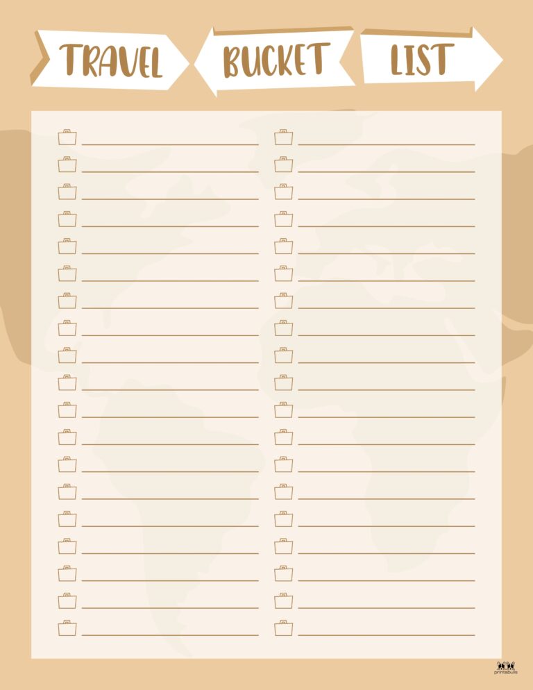 Bucket List Templates - 25 FREE Printables - PrintaBulk
