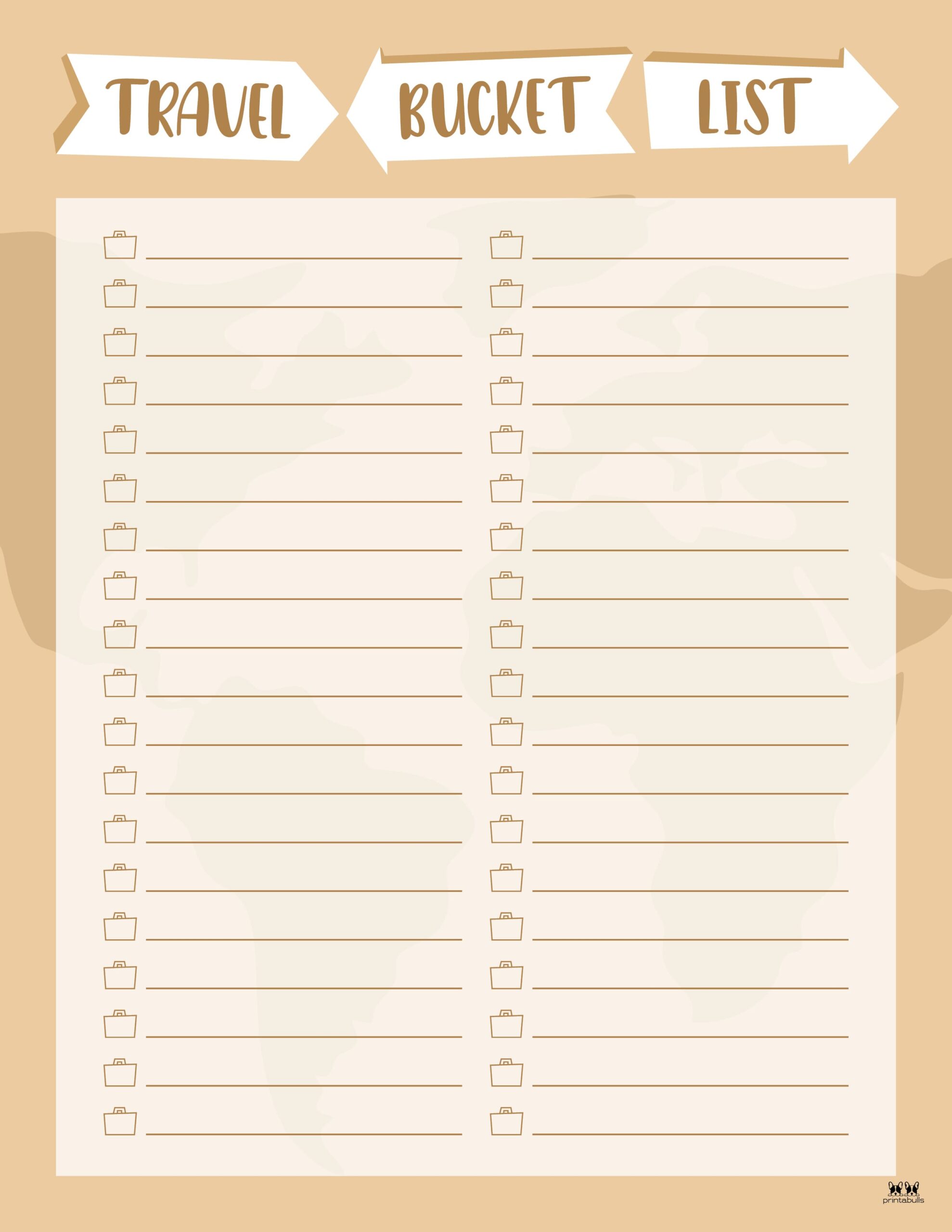 Bucket List Templates - 25 FREE Printables - PrintaBulk