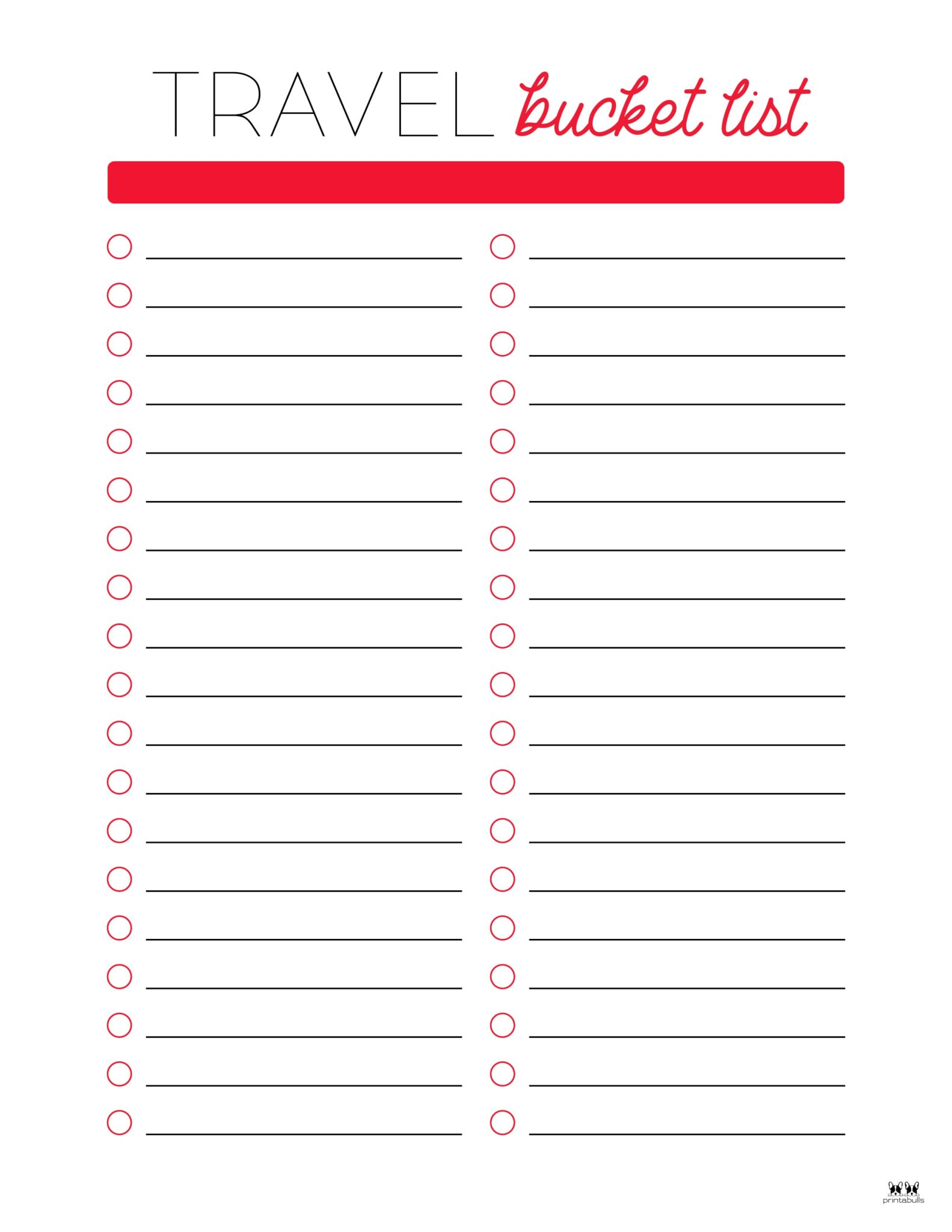 Bucket List Templates - 25 FREE Printables | Printabulls