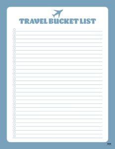 Bucket List Templates - 25 FREE Printables | Printabulls